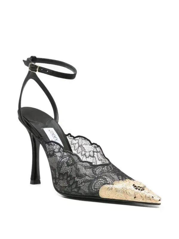 JIMMY CHOO Faiz Lace Metal-toe Pumps