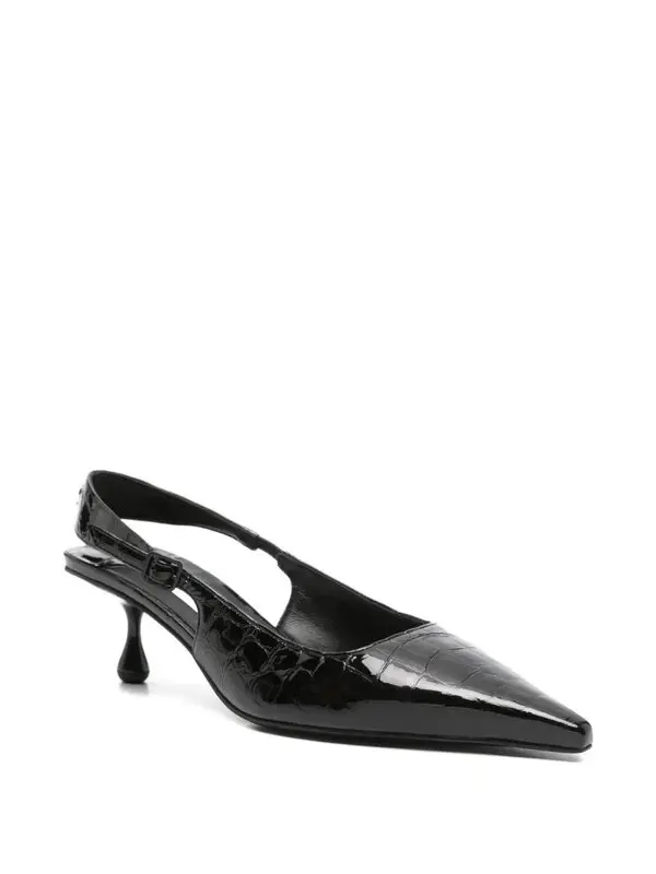 JIMMY CHOO Amel Pointed Croc-effect Slingback Pumps