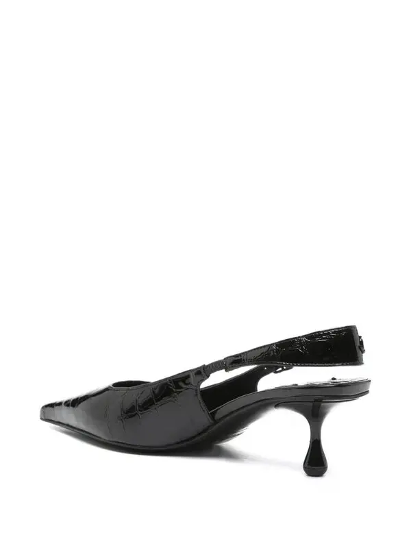 JIMMY CHOO Amel Pointed Croc-effect Slingback Pumps