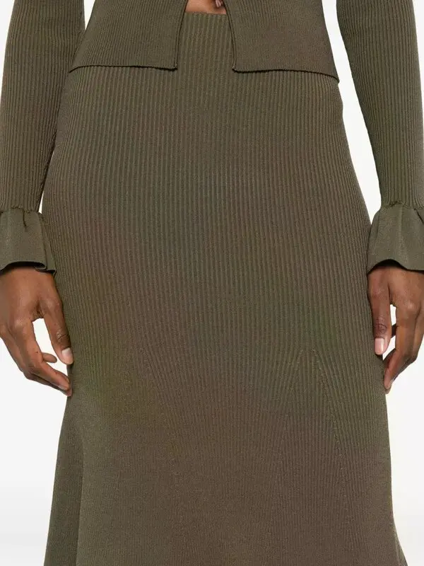 SELF-PORTRAIT Ribbed-knit Midi Skirt