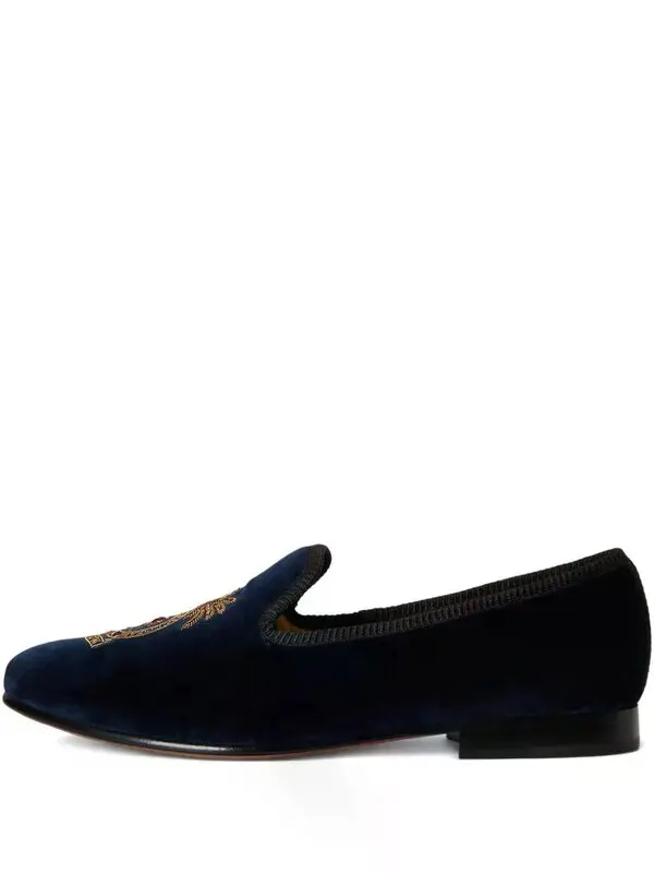 Polo Ralph Lauren Paxton Crest Velvet Slippers - Blue