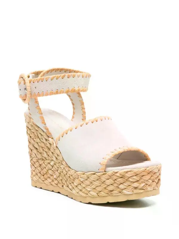 PALOMA BARCELO Cindy Buckle Straw Wedge Sandals