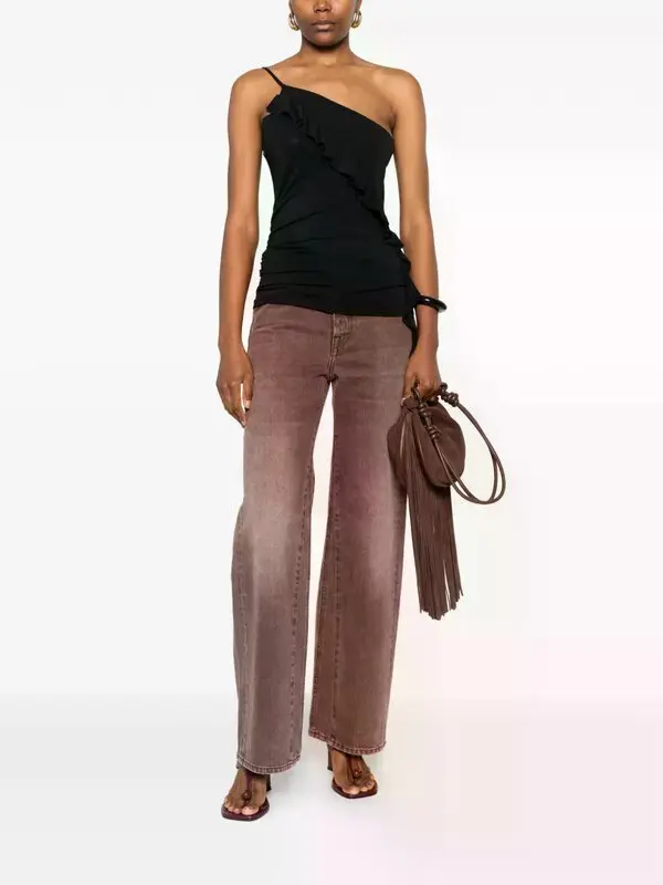 Pinko Ruffled One-shoulder Top - Black