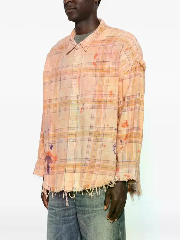 R13 Plaid Frayed Shirt