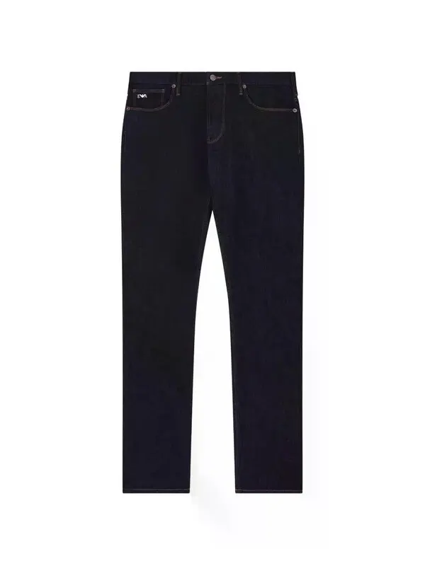Emporio Armani Logo Patch Five-pocket Jeans - Blue