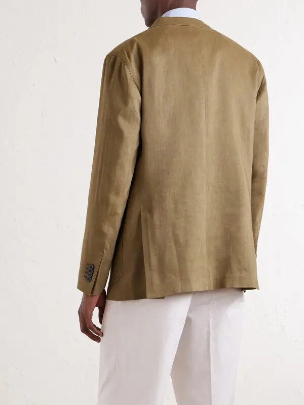 Boglioli Double-breasted Linen, Virgin Wool And Mohair-blend Suit Jacket