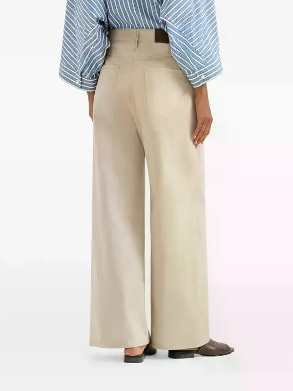 Brunello Cucinelli Palazzo Pants With Monili Detail - Neutrals