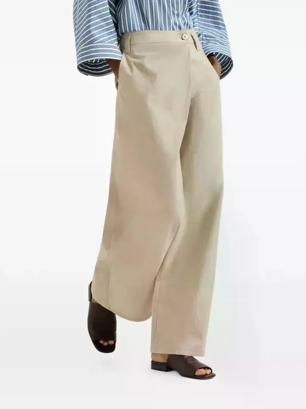 Brunello Cucinelli Palazzo Pants With Monili Detail - Neutrals