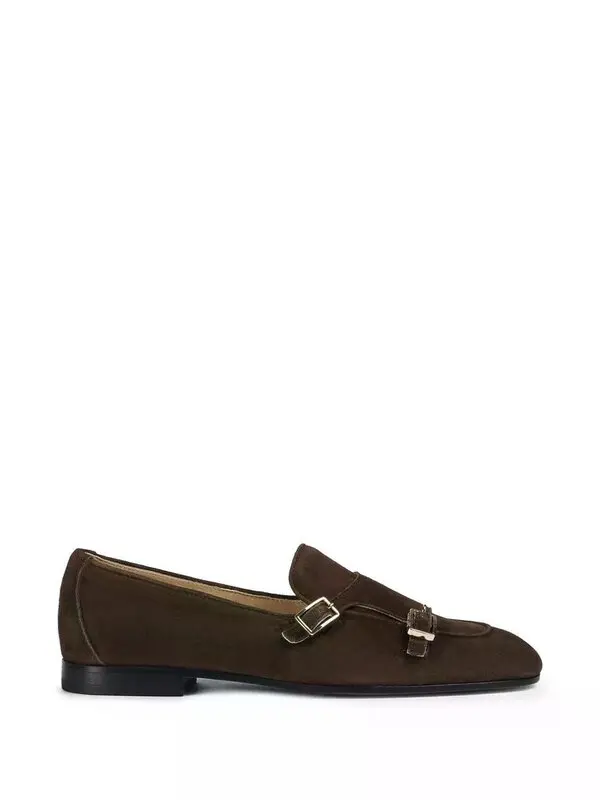DOUCAL'S Suede Double-buckle Loafers - Brown