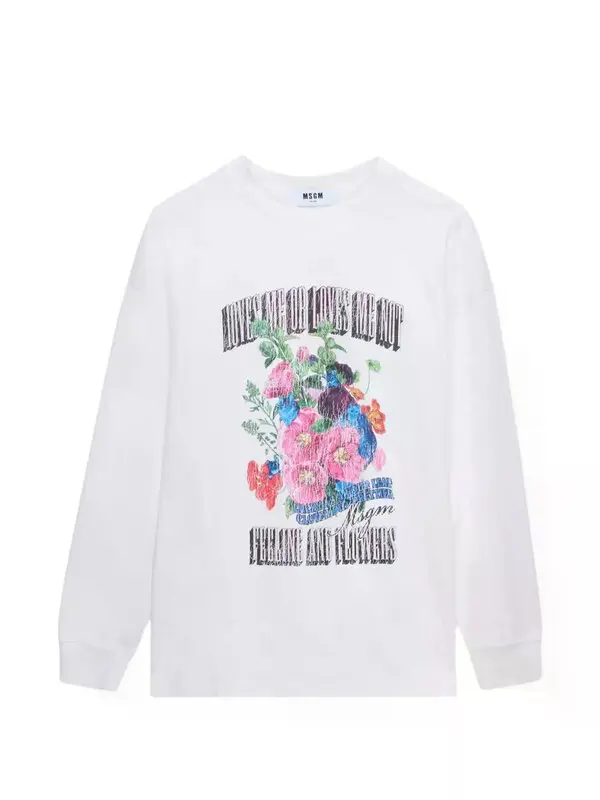 MSGM Floral Print Long Sleeve T-shirt