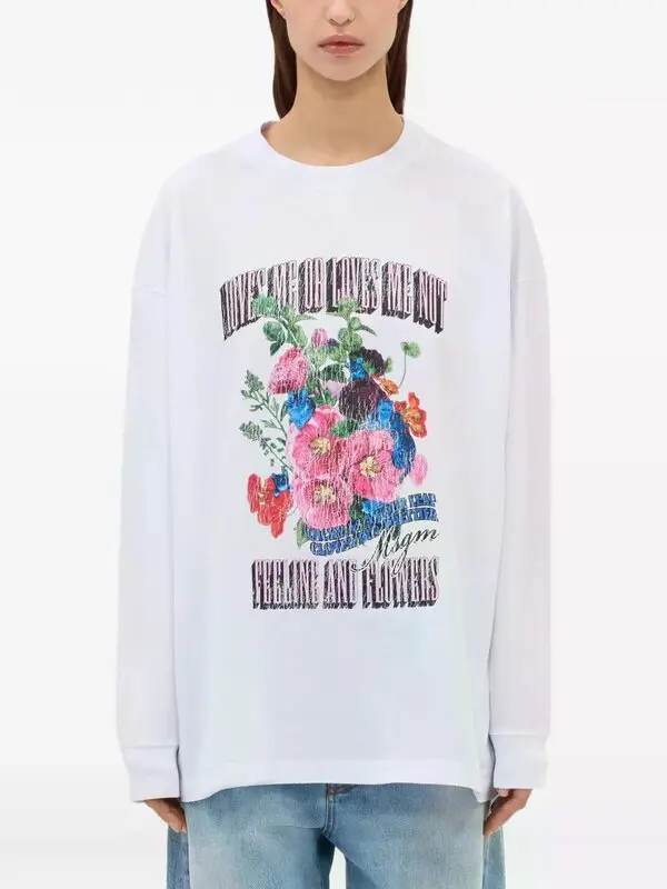 MSGM Floral Print Long Sleeve T-shirt