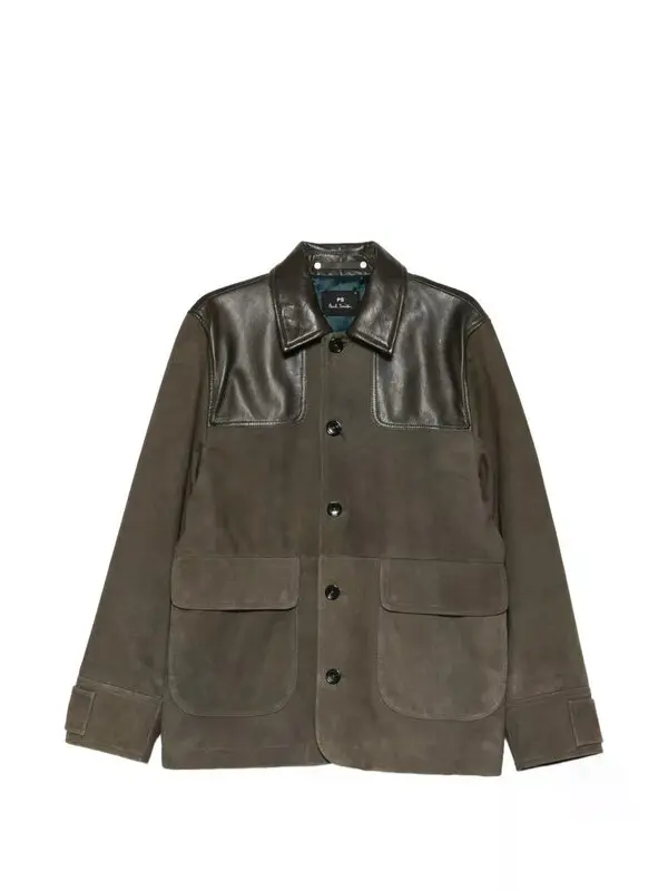 Paul Smith Pockets Leather Jacket - Green