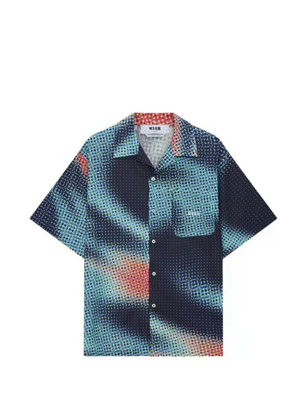 MSGM Point-effect Pocket Shirt - Blue