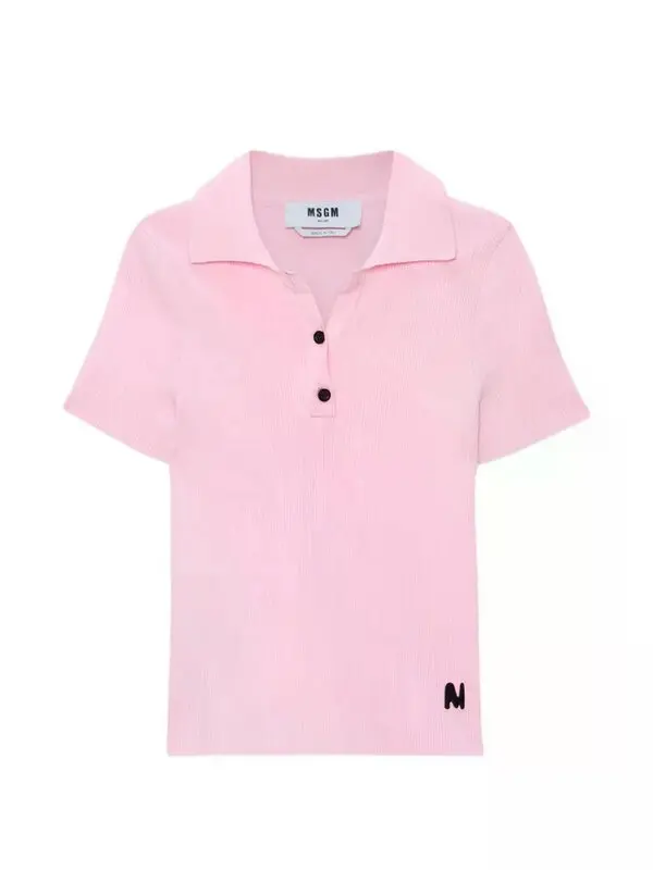 MSGM Ribbed-knit Polo Shirt