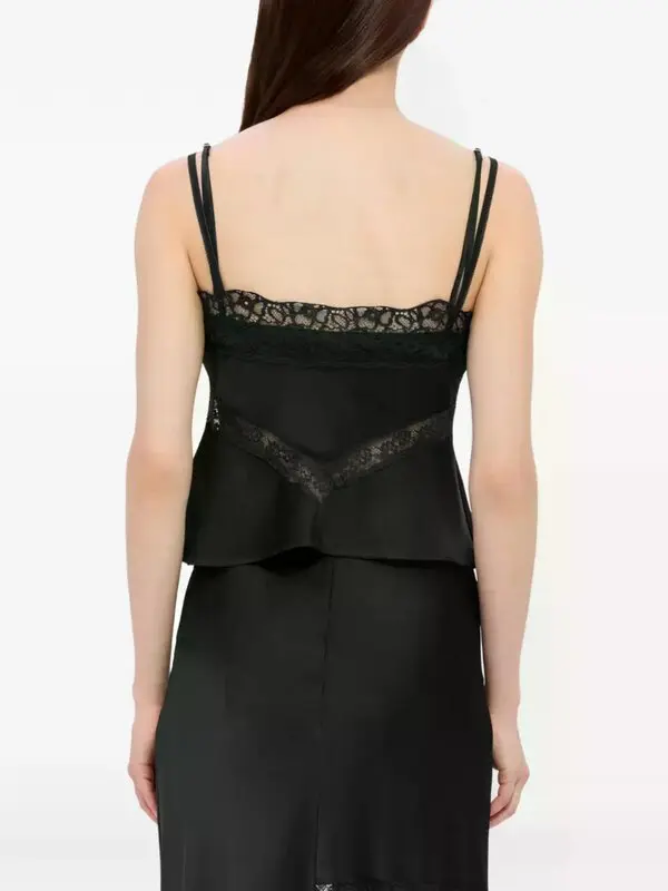 MSGM Lace V-neck Tank Top - Black