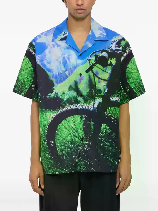 MSGM Open-collar Graphic Shirt