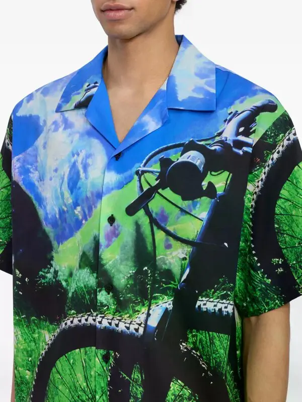 MSGM Open-collar Graphic Shirt