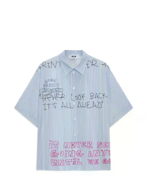 MSGM Striped Graphic Shirt - Blue