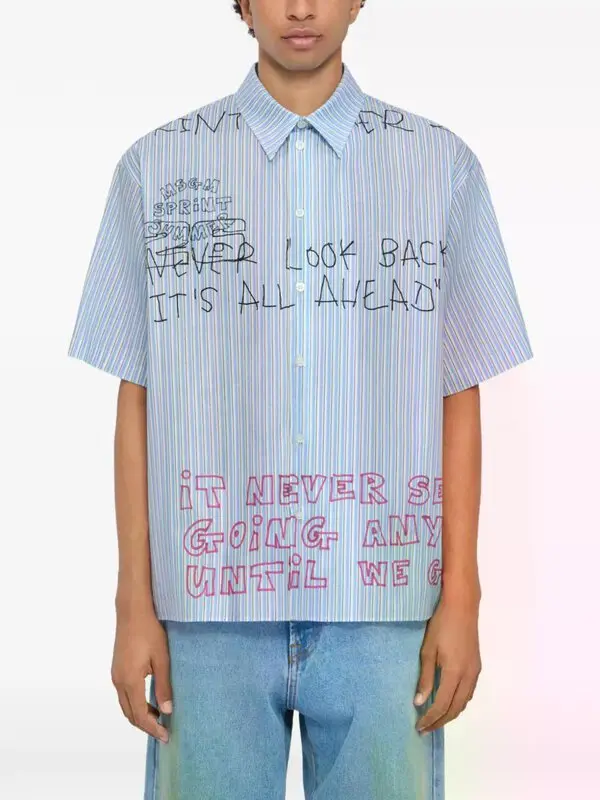 MSGM Striped Graphic Shirt