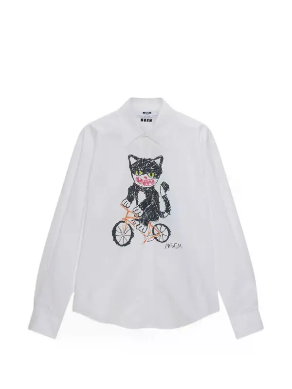 MSGM Cat-print Shirt - White