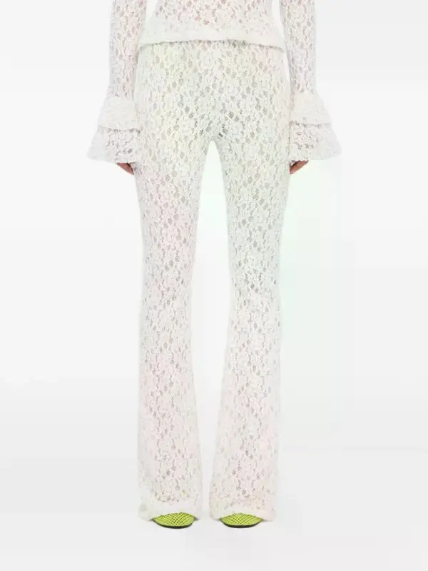 MSGM Lace Flared Trousers - White