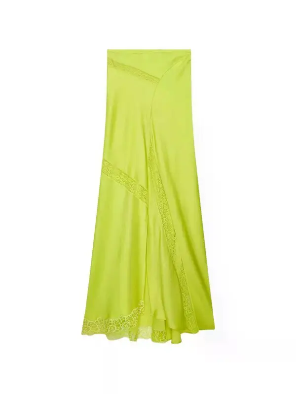 MSGM Lace Panelled Maxi Skirt - Green