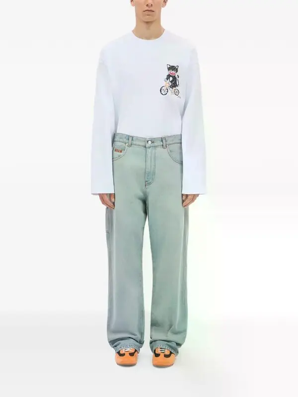 MSGM Logo-embroidered Straight Leg Jeans