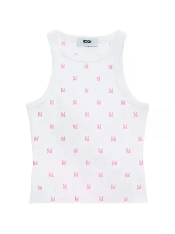 MSGM Monogram Ribbed Tank Top