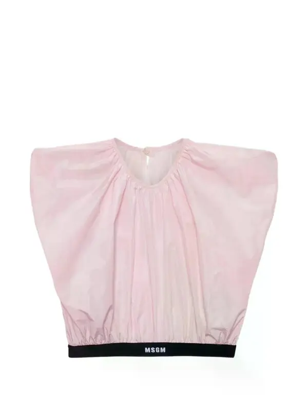 MSGM Logo-print Cropped Blouse - Pink