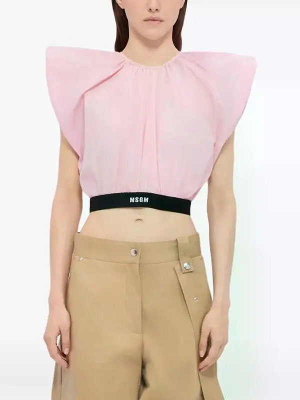 MSGM Logo-print Cropped Blouse