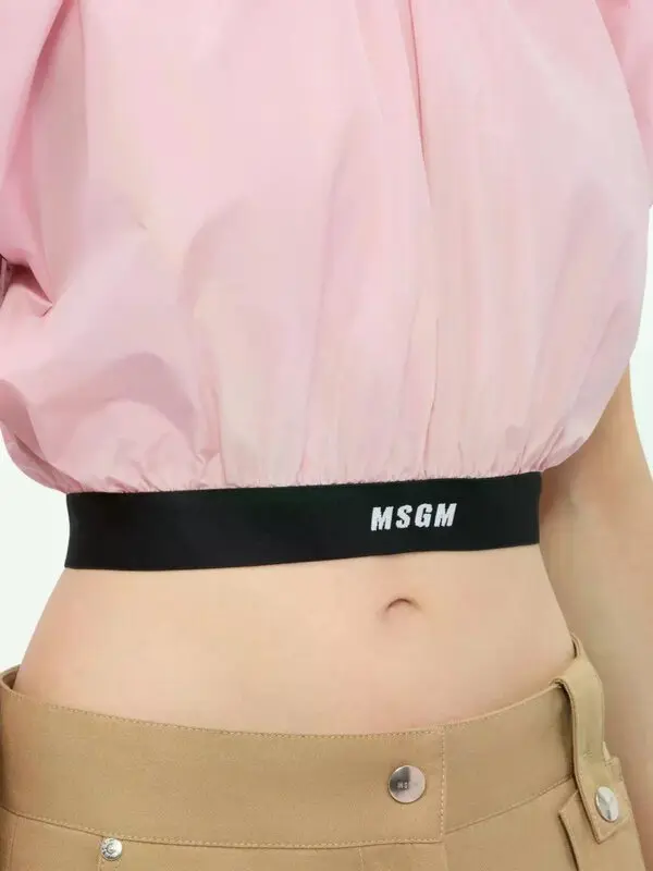 MSGM Logo-print Cropped Blouse
