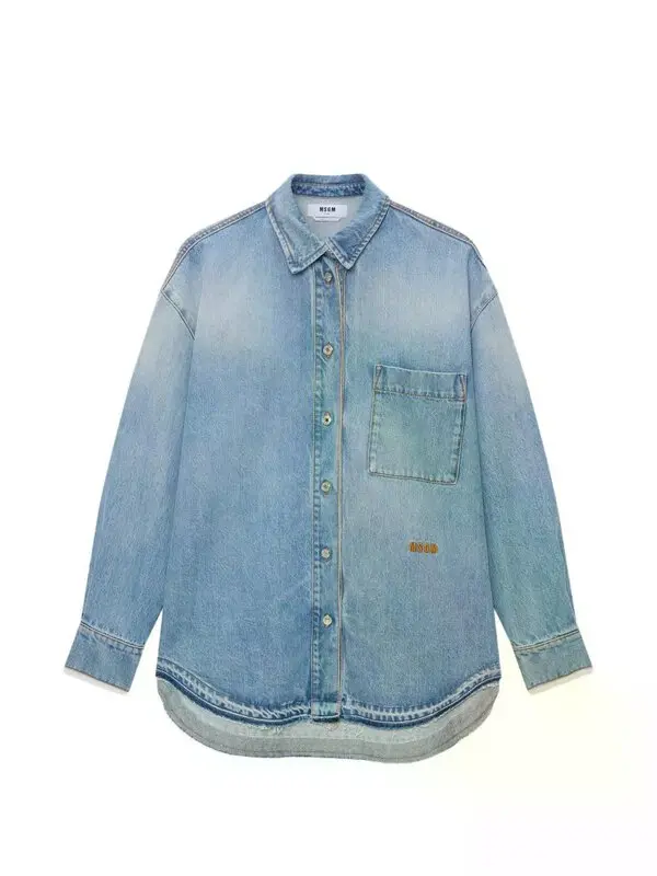MSGM Logo-embroidered Denim Shirt