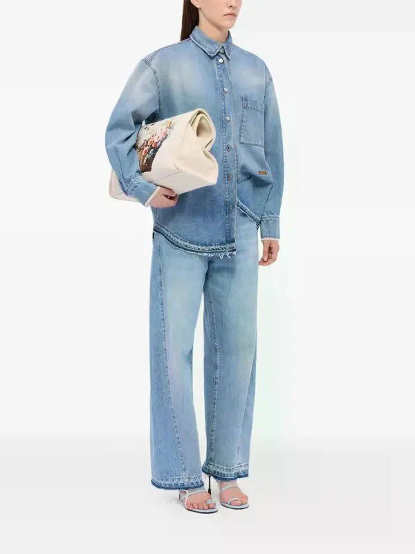 MSGM Logo-embroidered Denim Shirt