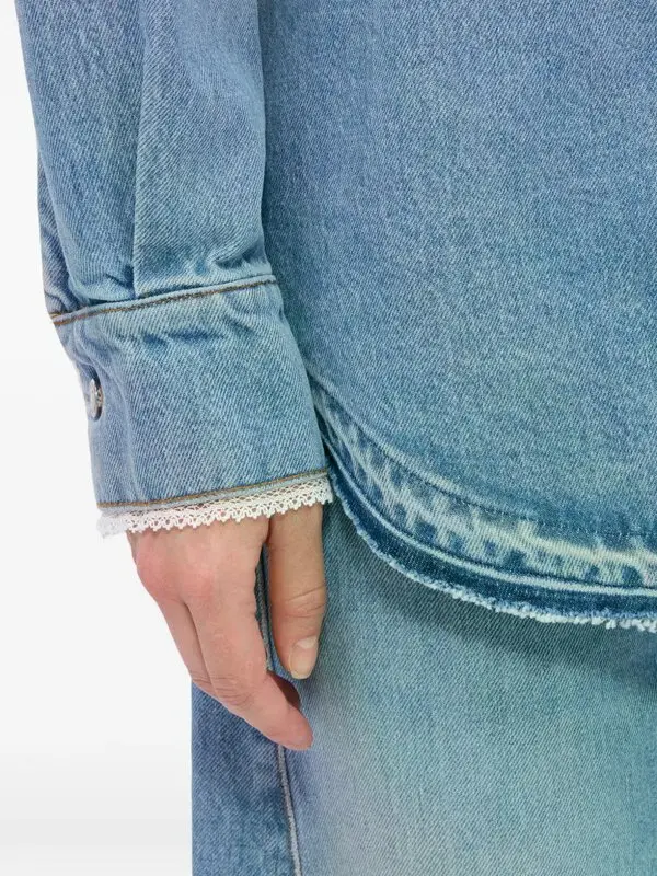MSGM Logo-embroidered Denim Shirt