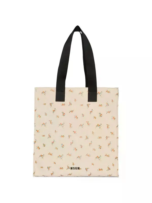 MSGM Floral-pattern Tote Bag - Neutrals