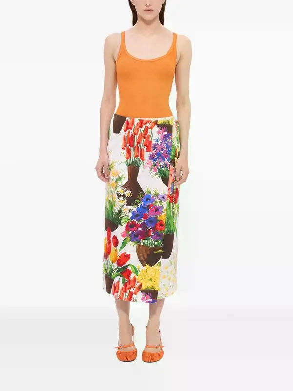 MSGM Floral-print Midi Skirt
