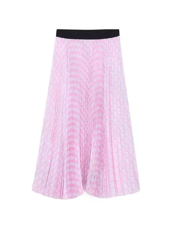 MSGM Pleated Patterned Maxi Skirt