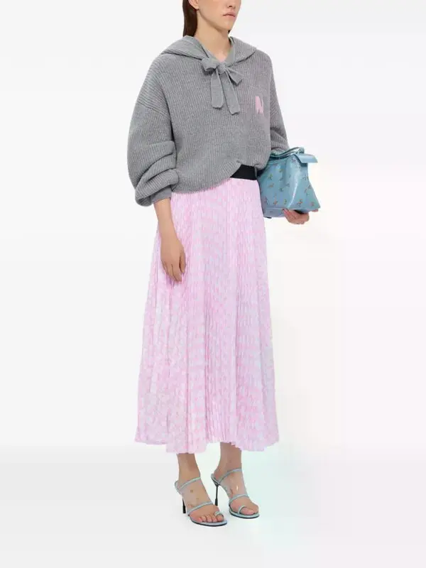 MSGM Pleated Patterned Maxi Skirt