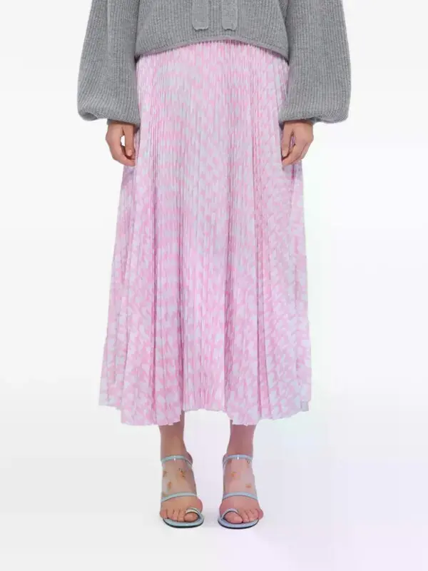 MSGM Pleated Patterned Maxi Skirt