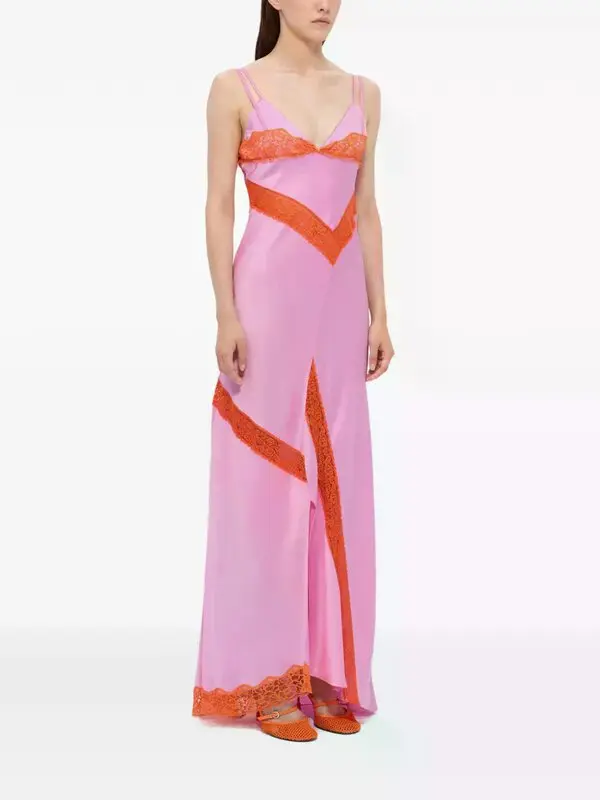 MSGM Lace-detailed Panelled Maxi Dress