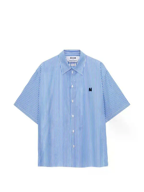 MSGM Striped Short-sleeve Shirt - Blue