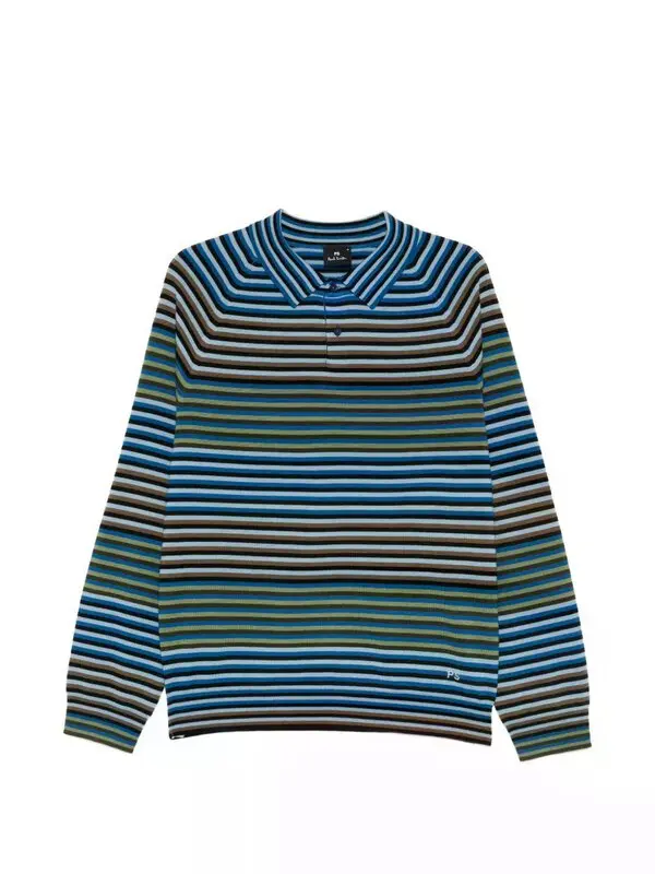 Paul Smith Striped Polo Sweater - Blue