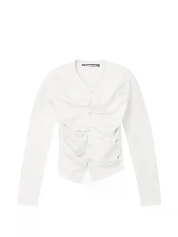 Camper Gathered Cardigan - White