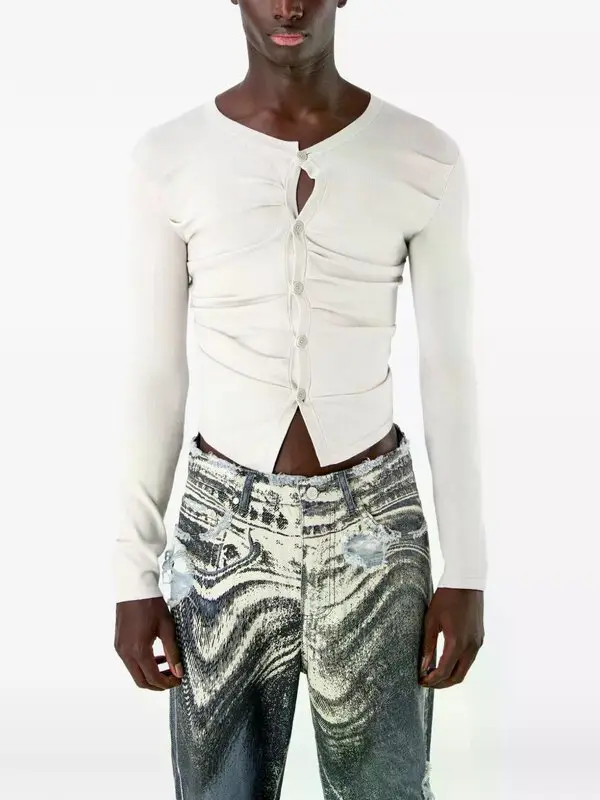 Camper Gathered Cardigan - White