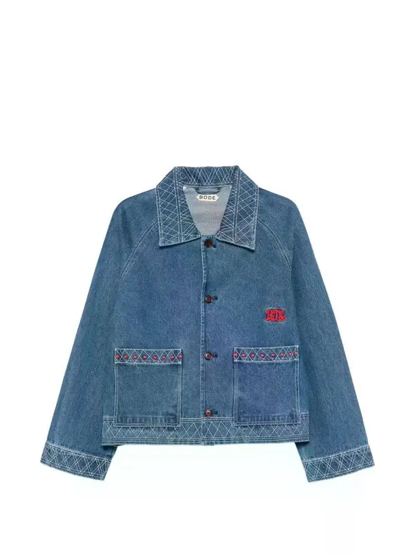 BODE Embroidered Denim Jacket - Blue