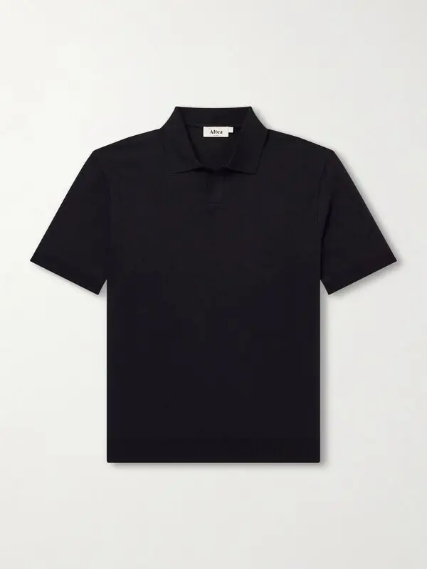 Altea Pierre Lyocell And Cotton-blend Polo Shirt - Black