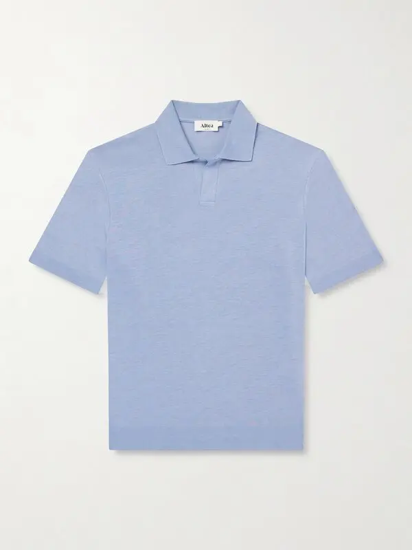 Altea Pierre Lyocell And Cotton-blend Polo Shirt - Blue