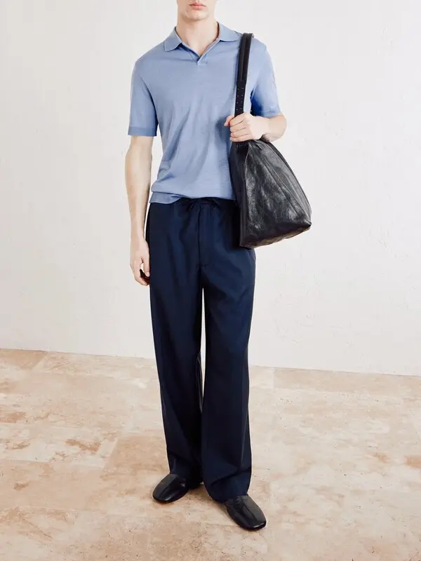 Altea Pierre Lyocell And Cotton-blend Polo Shirt - Blue