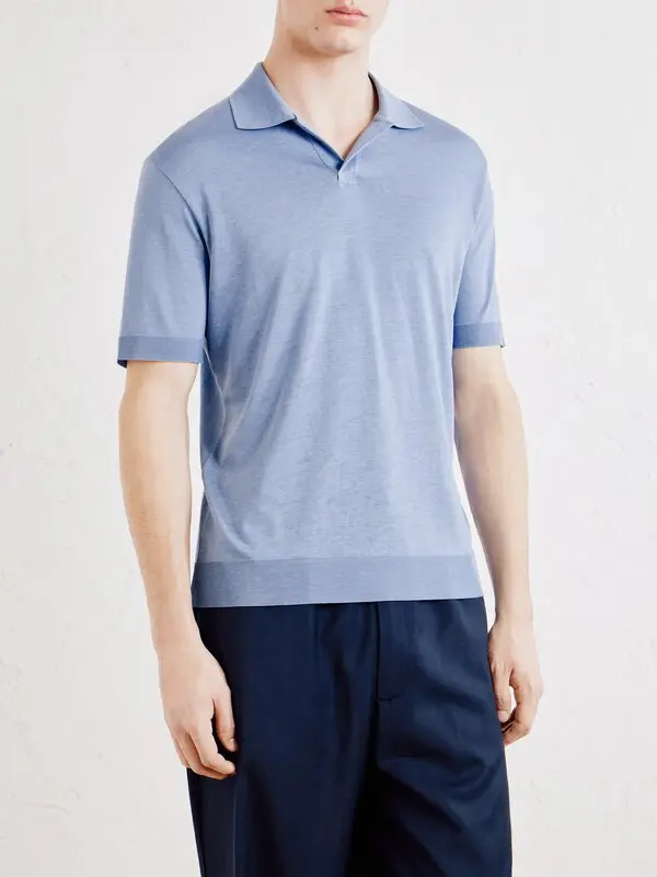 Altea Pierre Lyocell And Cotton-blend Polo Shirt - Blue