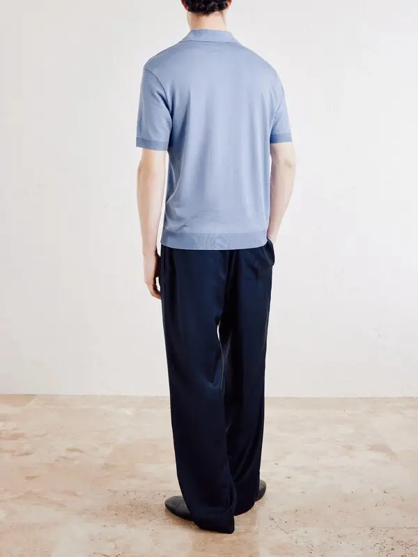 Altea Pierre Lyocell And Cotton-blend Polo Shirt - Blue